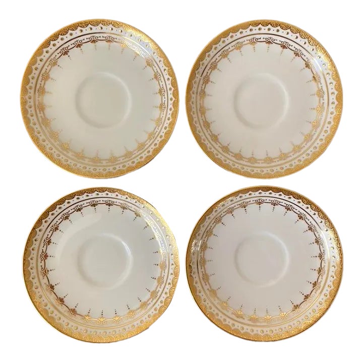 19th Century English Gold Porcelain Regency Drinks Coasters by Mintons ...