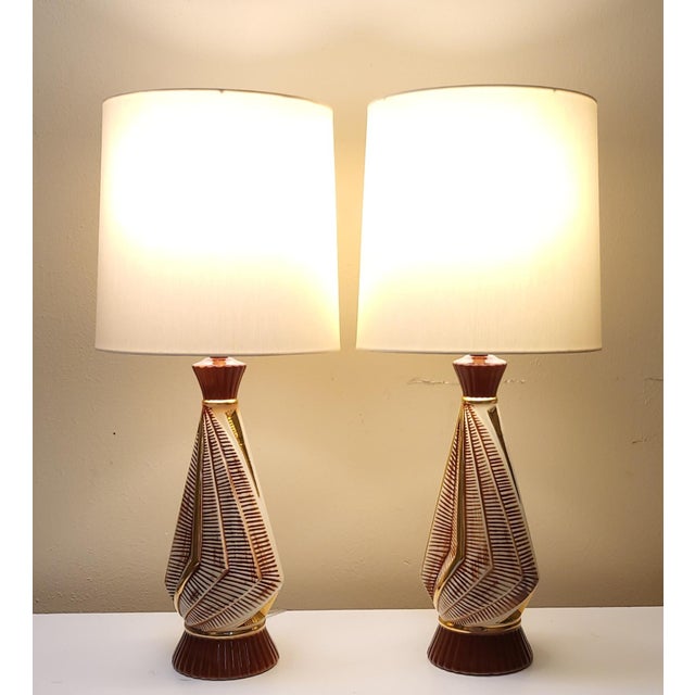 Pair of Vintage Atomic Table Lamps With Shades - a Pair | Chairish