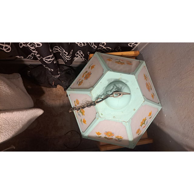 Vintage 1960s Hanging Kitchen Glass Panels Light Fixture 6 Glass Panels ...