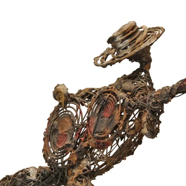 Vintage MCM Paco Valle Abstract Wire Guitar Player Art Sculpture | Chairish