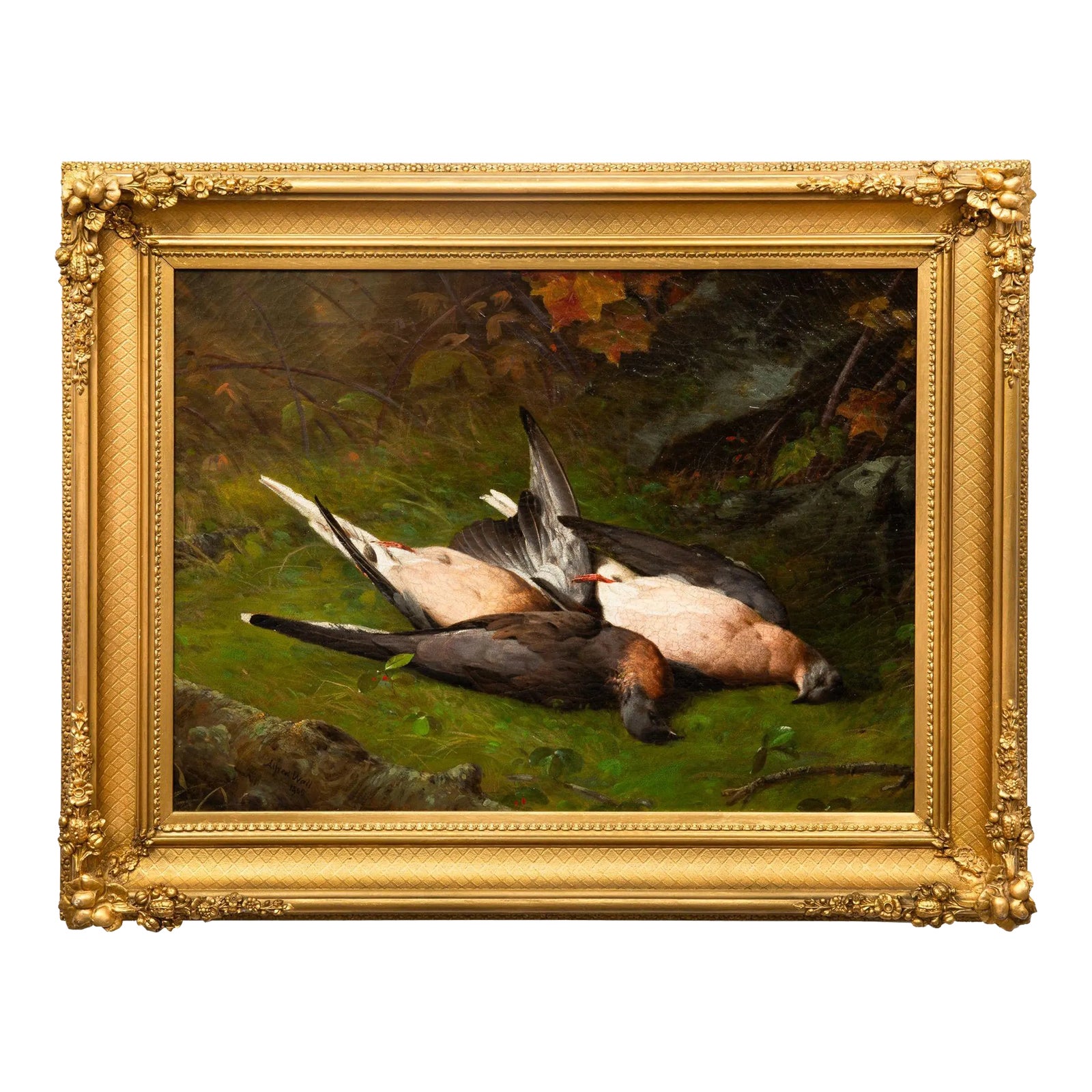 American Oil Painting "Nature Morte: Fallen Doves" (1865) by Alfred ...