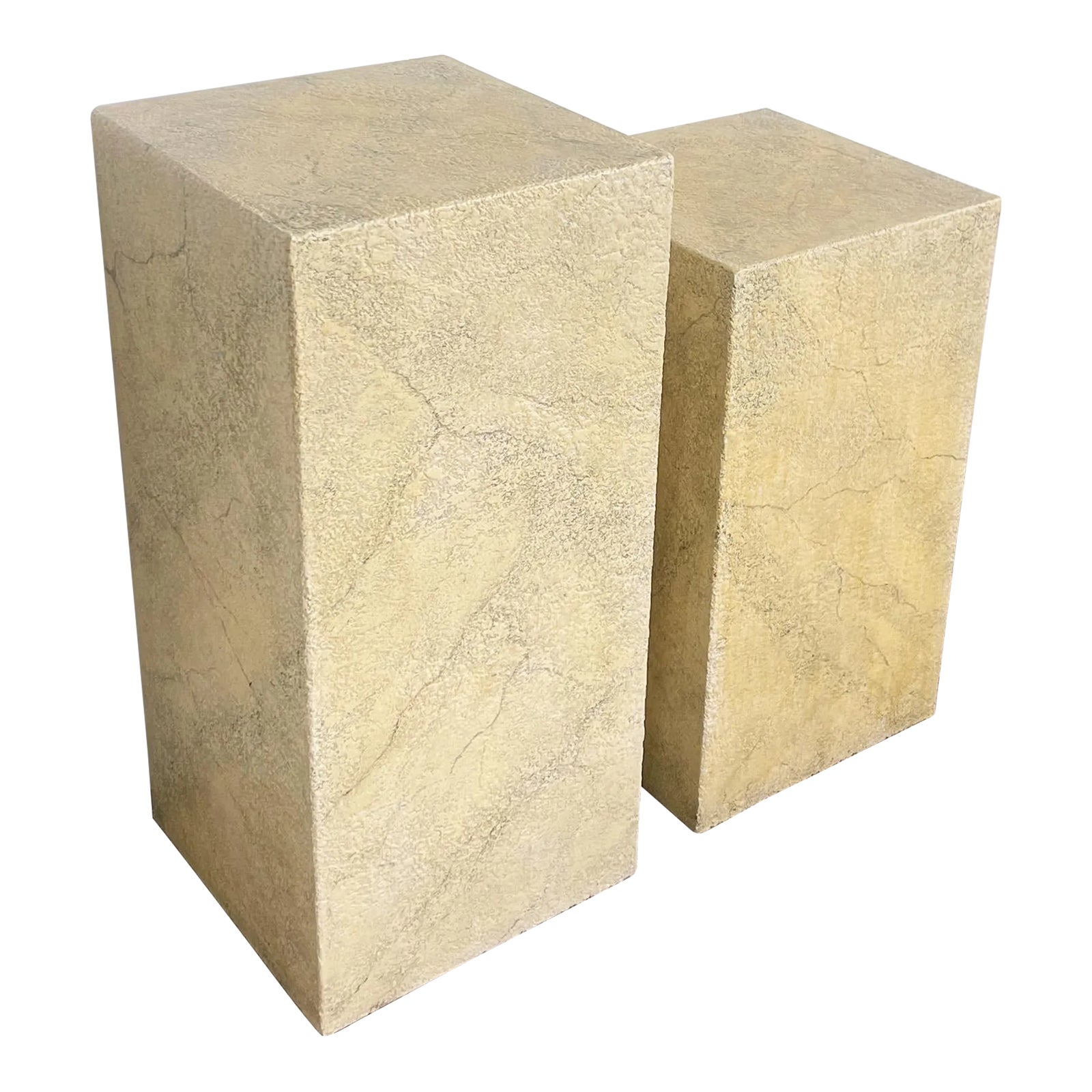 Postmodern Faux Beige Stone Pedestals A Pair Chairish