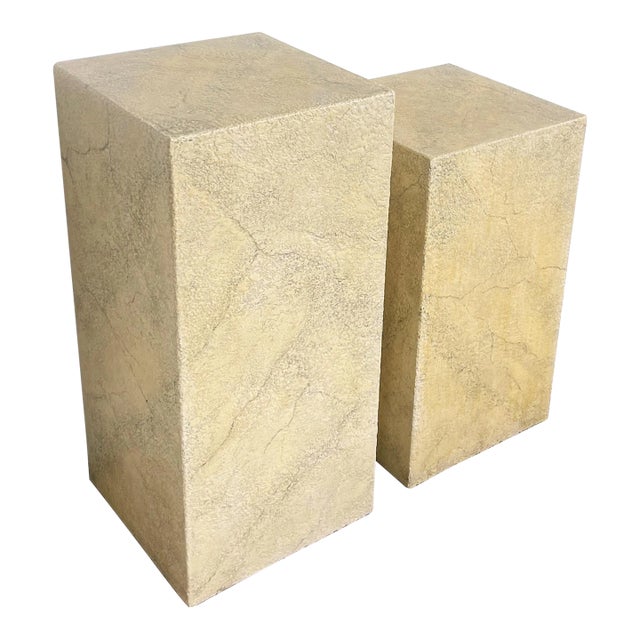 Postmodern Faux Beige Stone Pedestals A Pair Chairish