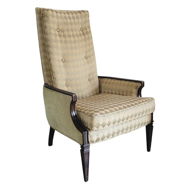 Mid 20th Century Hollywood Regency High Back Upholstered Fireside ...