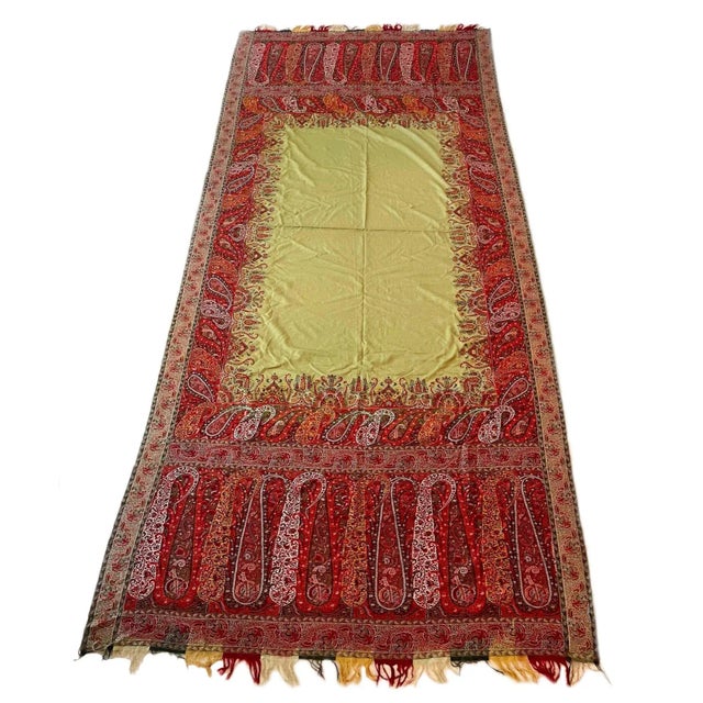 Mid 19th Century Antique Kashmiri Shawl Throw | Chairish