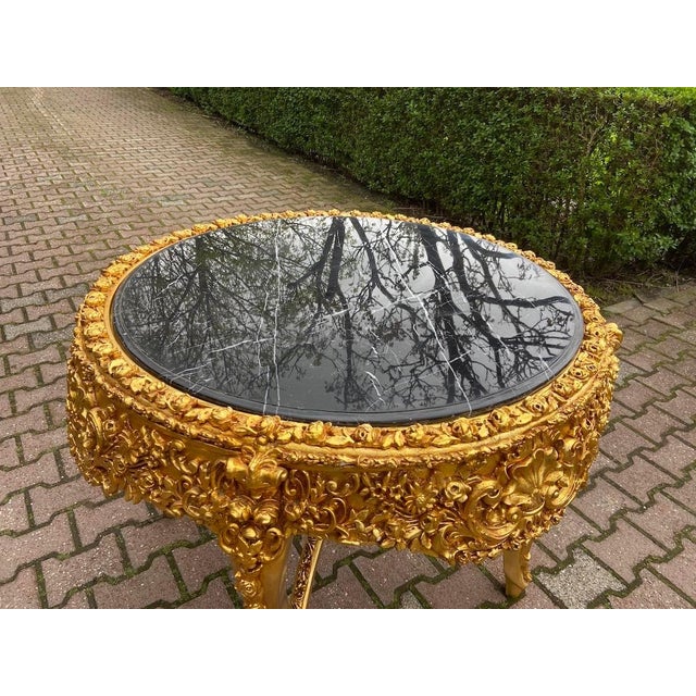 Vintage Italian Baroque/Rococo Gold Center or Dining Table With Black ...