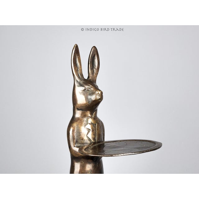 Vintage Brass Rabbit Butler in Tuxedo With Display Tray | Chairish