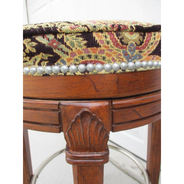 Regency Style Upholstered Swivel Counter Stools -A Pair | Chairish