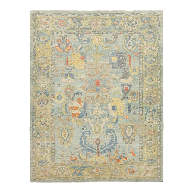 9 X 12 Apadana's Contemporary Designed Sultanabad Wool Rug in Blue and ...