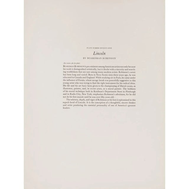 1939 After "Lincoln" by Boardman Robinson, Original Period Lithograph ...