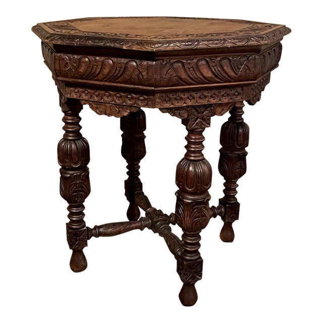 Antique Renaissance Octagonal End Table | Chairish