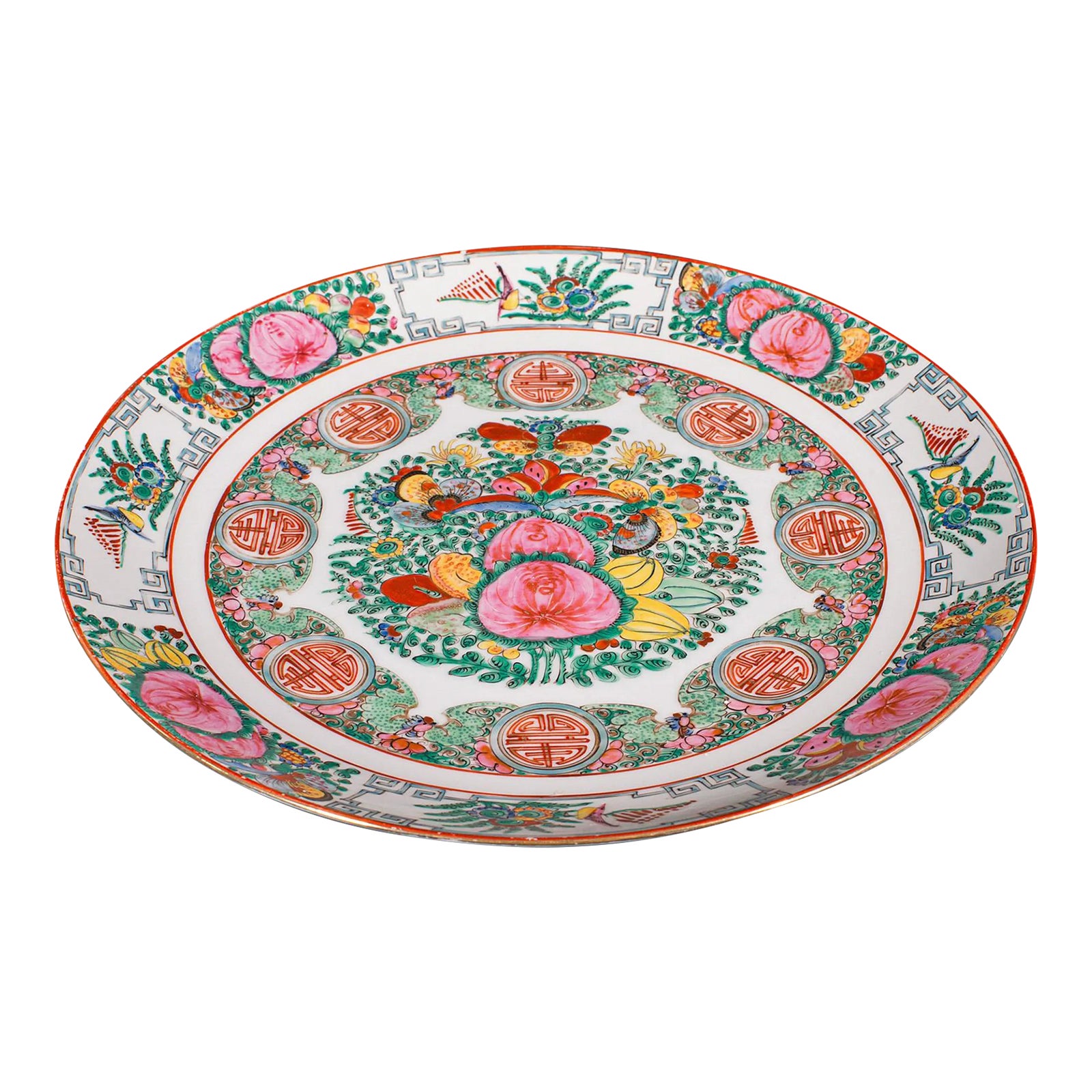 1900's Antique Chinese Ceramic Celebration Plate | Chairish