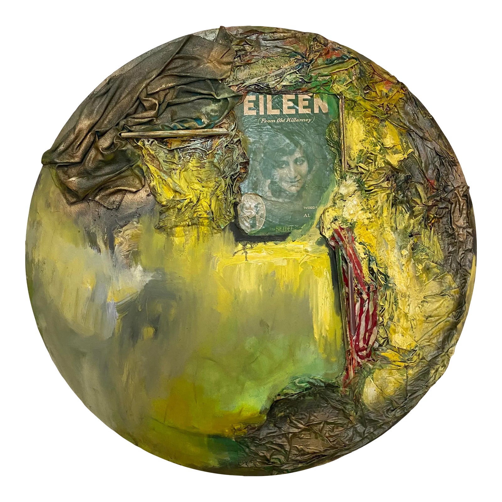 Postmodern Round Draped Collage Painting | Chairish