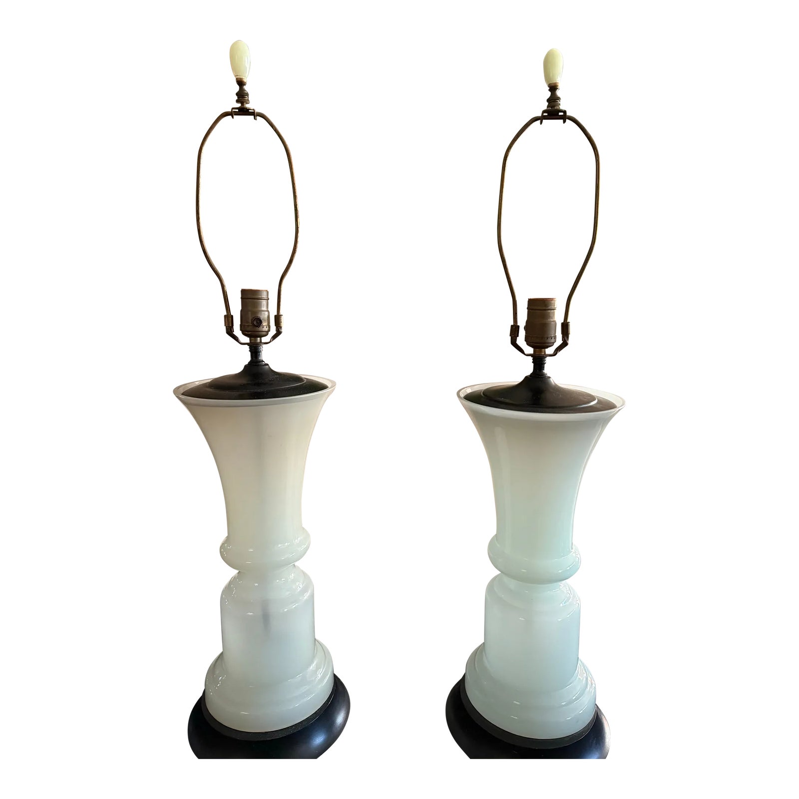 Vintage Opaline Table Lamps - a Pair | Chairish