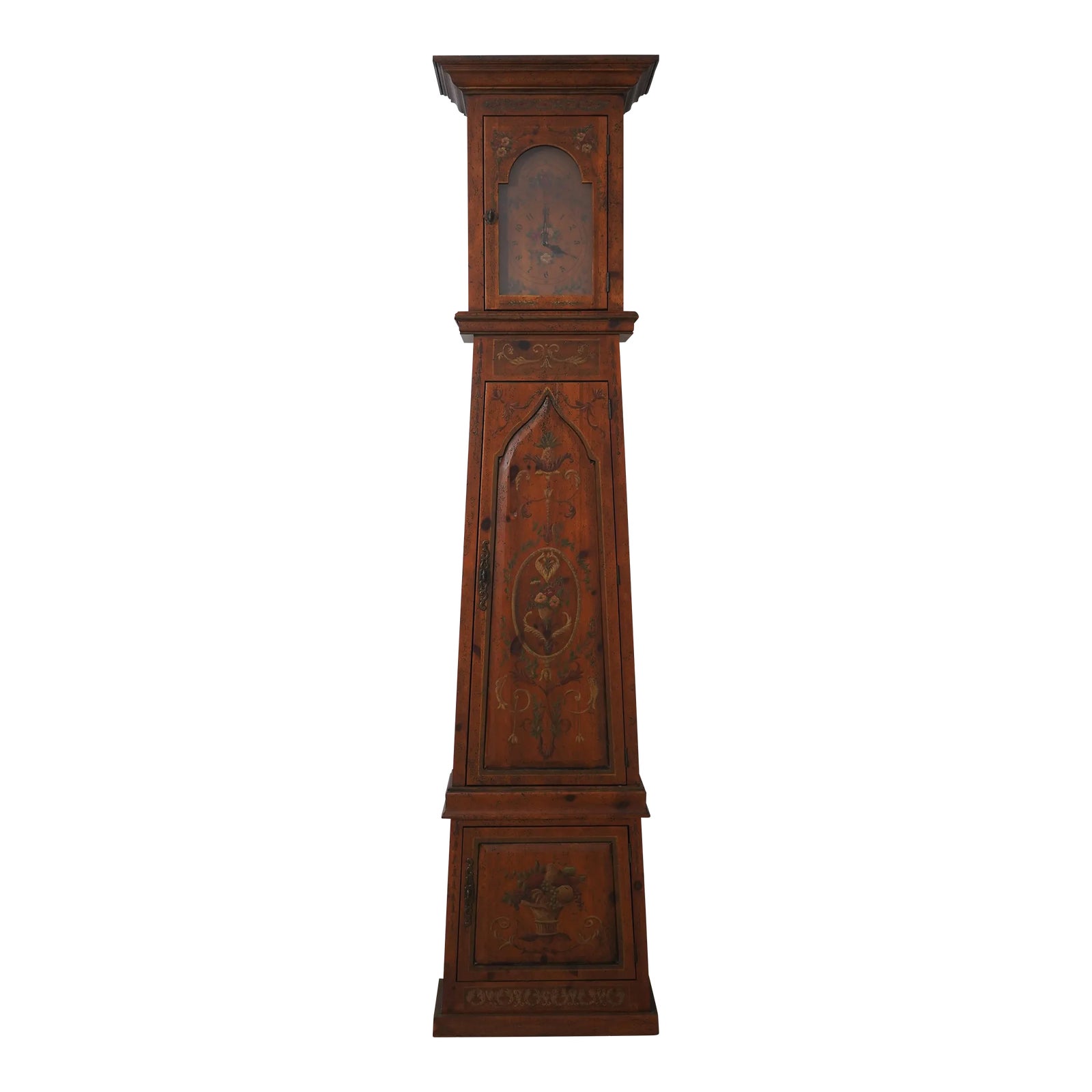 Habersham Venetian Decorated Grandfather Clock Bookcase | Chairish