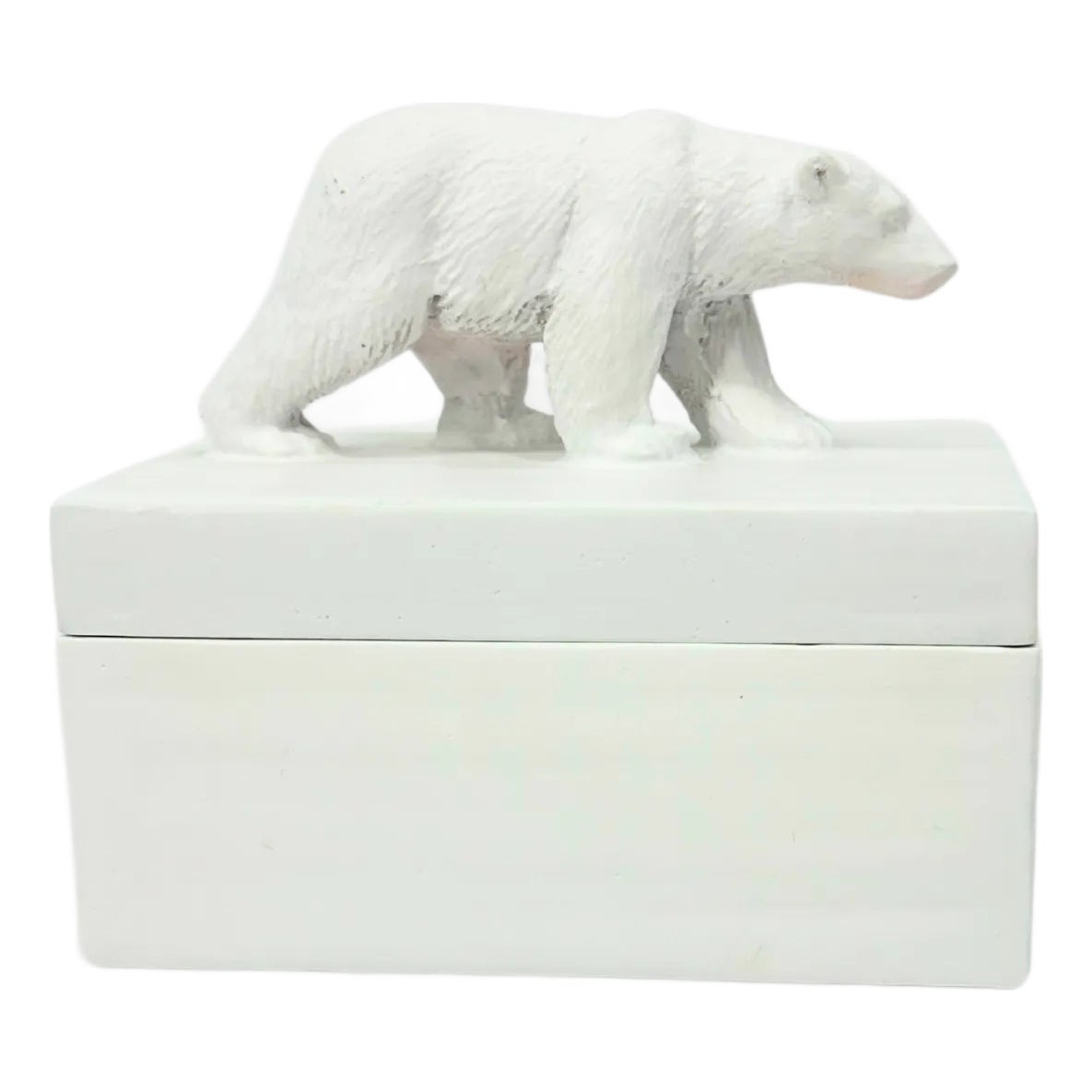 Oly Studio White Cast Resin Polar Bear Lidded Fable Box Animalia | Chairish
