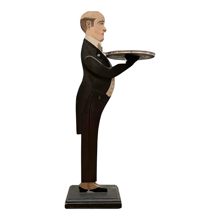 Antique Hand-Painted Floor Standing Wooden Butler Waiter Stand | Chairish