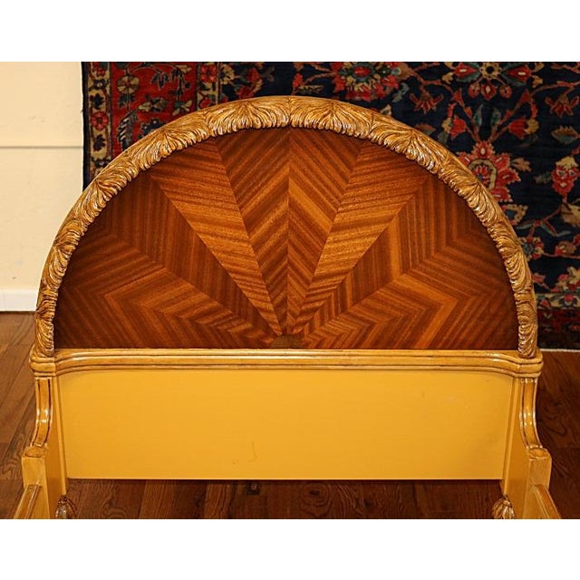 Pair of Swan Carved Paint Decorated & Inlaid Kingwood Twin Beds Circa ...