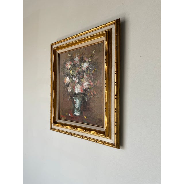 1970s Vintage Edward Barton Impressionist Floral Still Life Painting ...