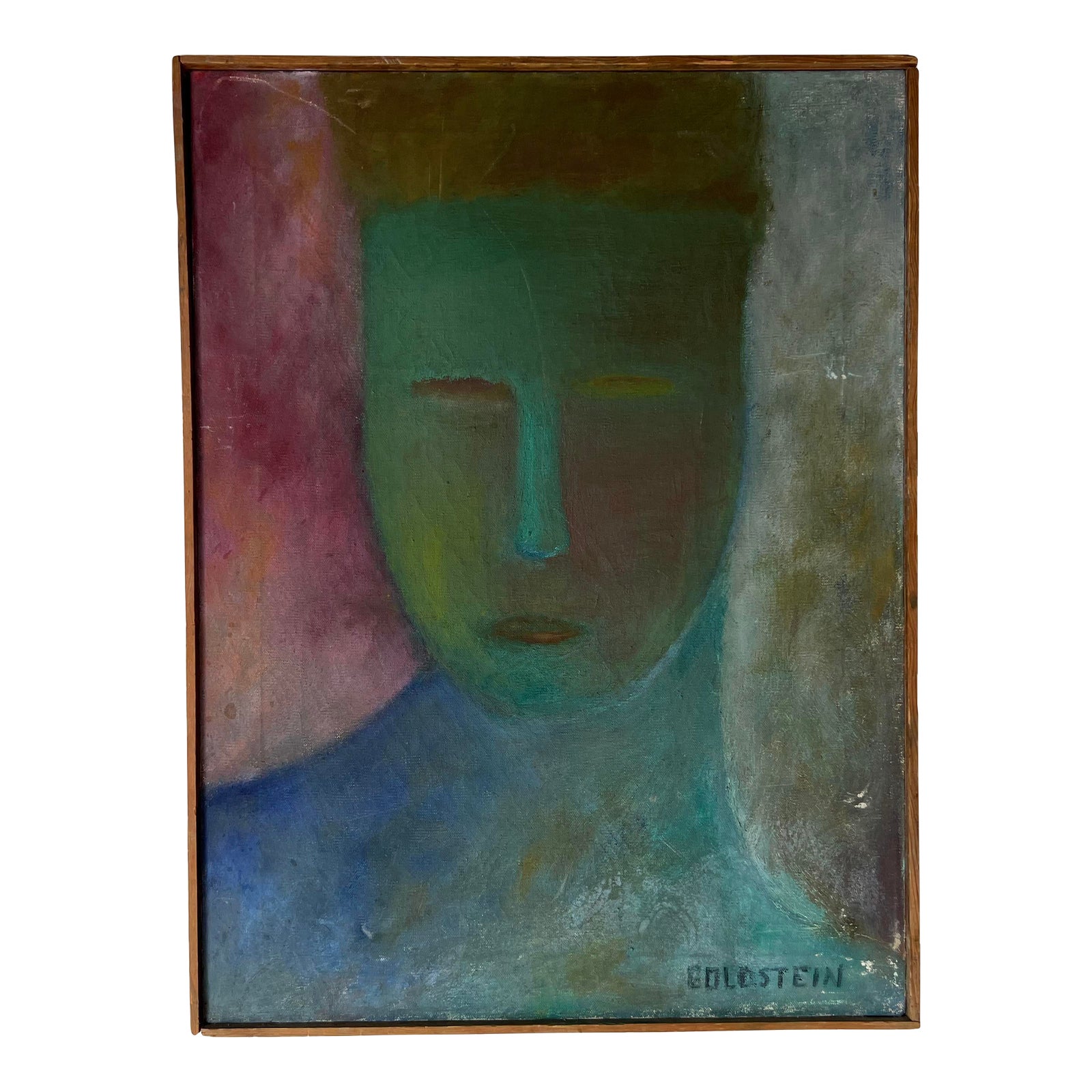 70's Goldstein Abstract Oil Portrait Painting | Chairish
