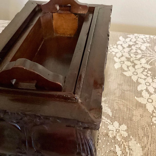 1970s Hand-Carved Victorian Style Wooden Tea Caddy Trinket Box | Chairish