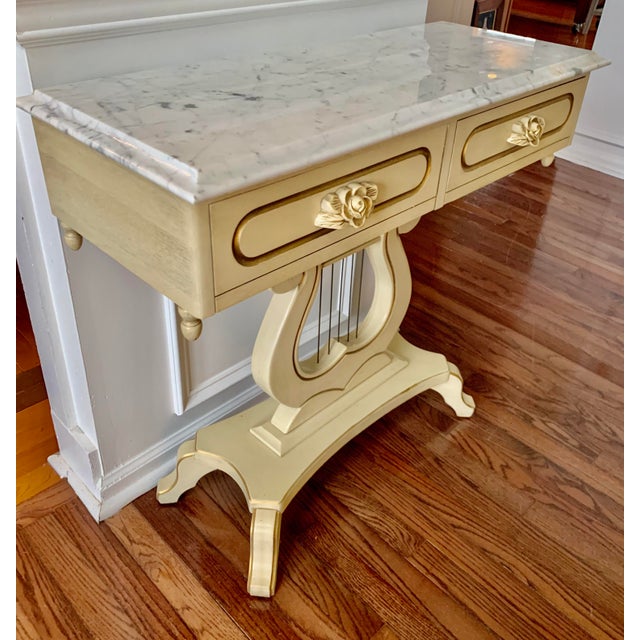 Late 20th Century Kimball Console Table With Italian Beveled Marble Top ...