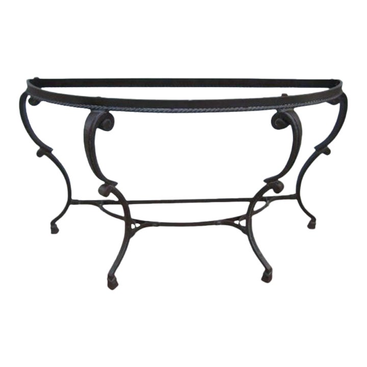 1990s Metal Foyer Entry Sofa Table No Glass Top Dark Brown | Chairish