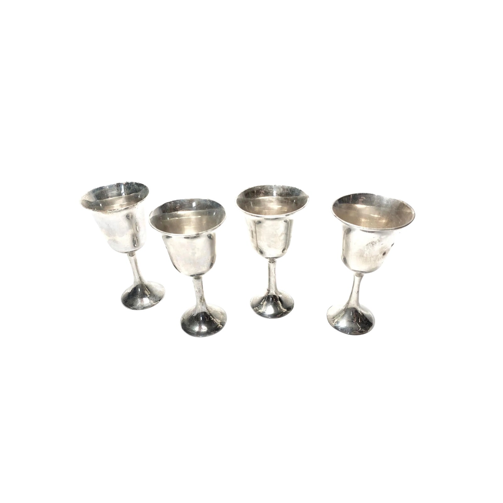 Vintage Mid Century Silver Plated Mini Goblets / Cordials - Set of 4 ...
