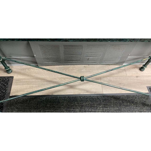 1990s Era Giacometti Style Verdigris Console Hall Table | Chairish