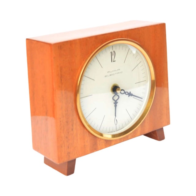 Wooden Fireplace Clock Ruhla Mid-Century Modern, Germany 1970s. | Chairish