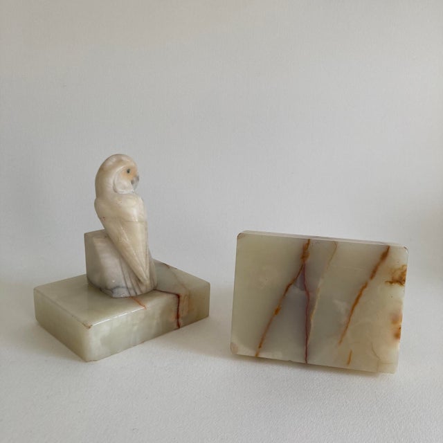 1930s Solid Carved Alabaster & Marble Bird Bookends- a Pair | Chairish