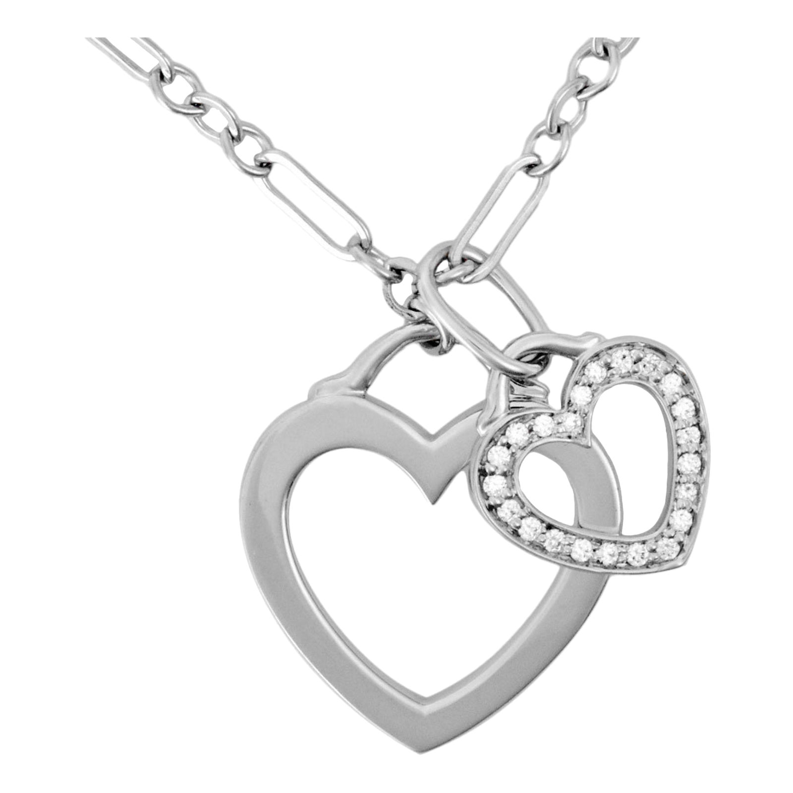 Tiffany & Co. Sentimental Double Heart Necklace Diamond K18Wg Women's ...