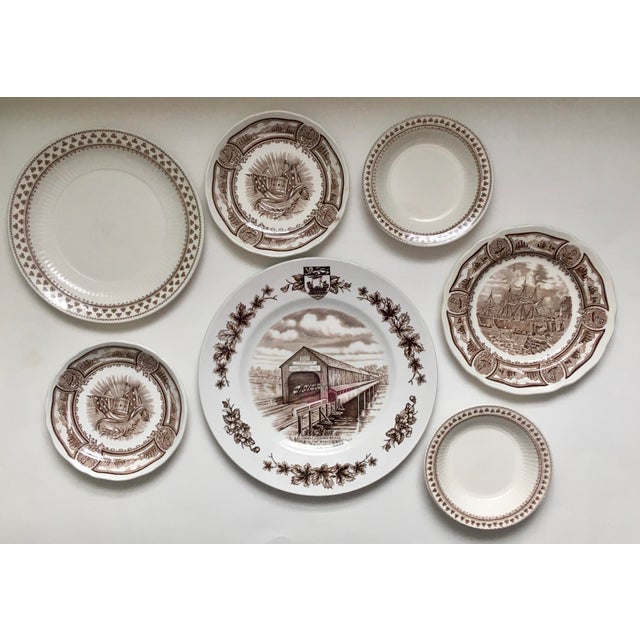 Vintage Brown & White Transferware Decorative Plate Set- 7 Pieces ...
