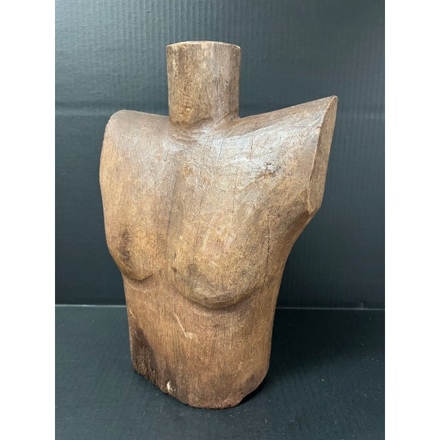 Carved Solid Wooden Female Torso Sculpture Late 20th Century | Chairish