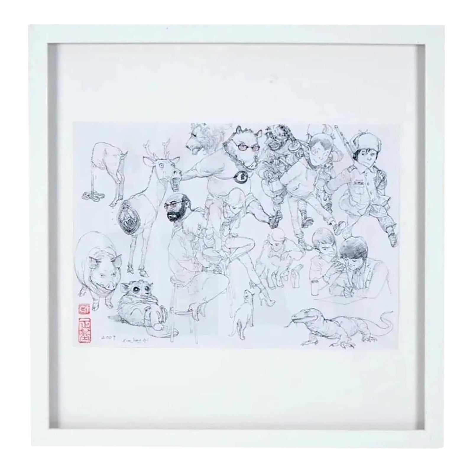 Kim Jung Gi Contemporary South Korean Ink Drawing | Chairish