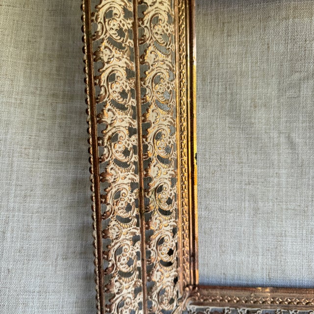 Hollywood Regency Ormolu and White Washed Metal Filigree Picture Frame ...