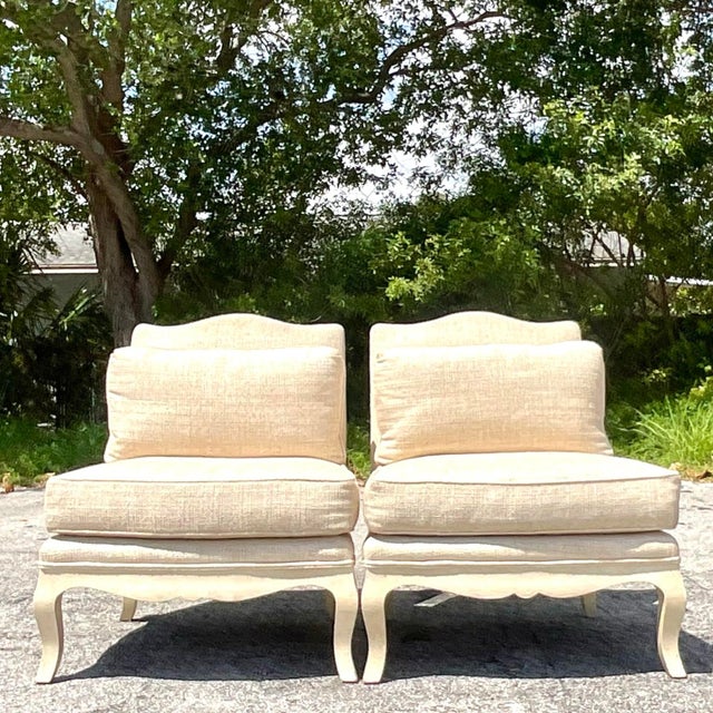 Vintage Regency Camel Back Slipper Chairs- a Pair | Chairish