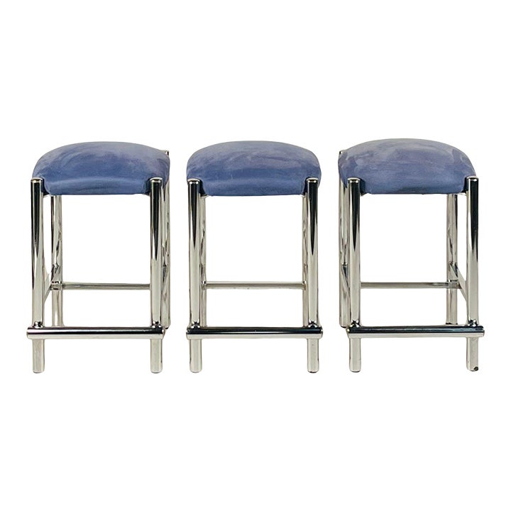 Modernist Chrome Counter Stools Set of 3 | Chairish