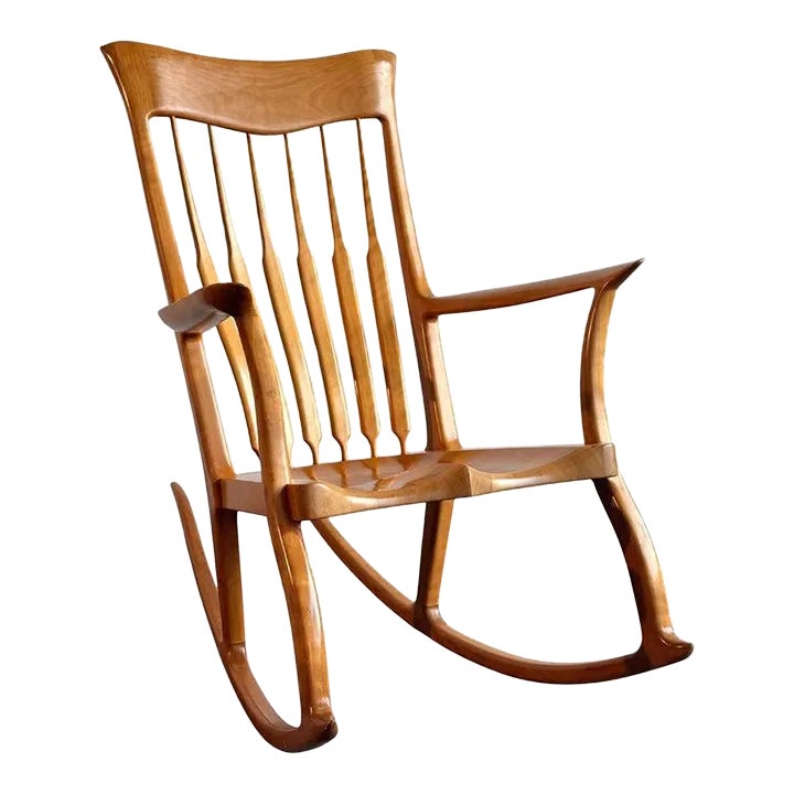 1990s Artisan-Made Spindle Back Rocking Chair in the Style of Sam ...