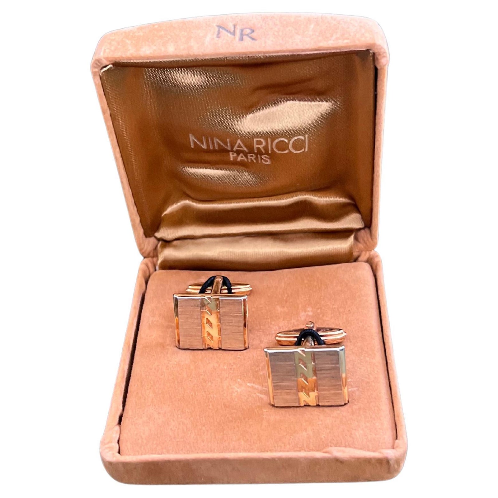Vintage “Nina Ricci” PARIS Cufflinks, Gold Plate In Original Case ...