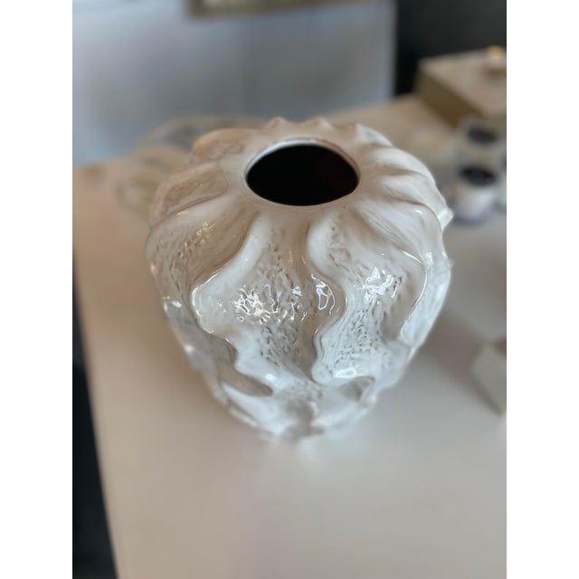 White Ruffle Vase | Chairish