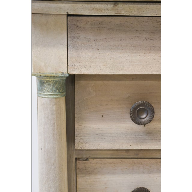 Bleached French Empire Style Commode With White Marble | Chairish