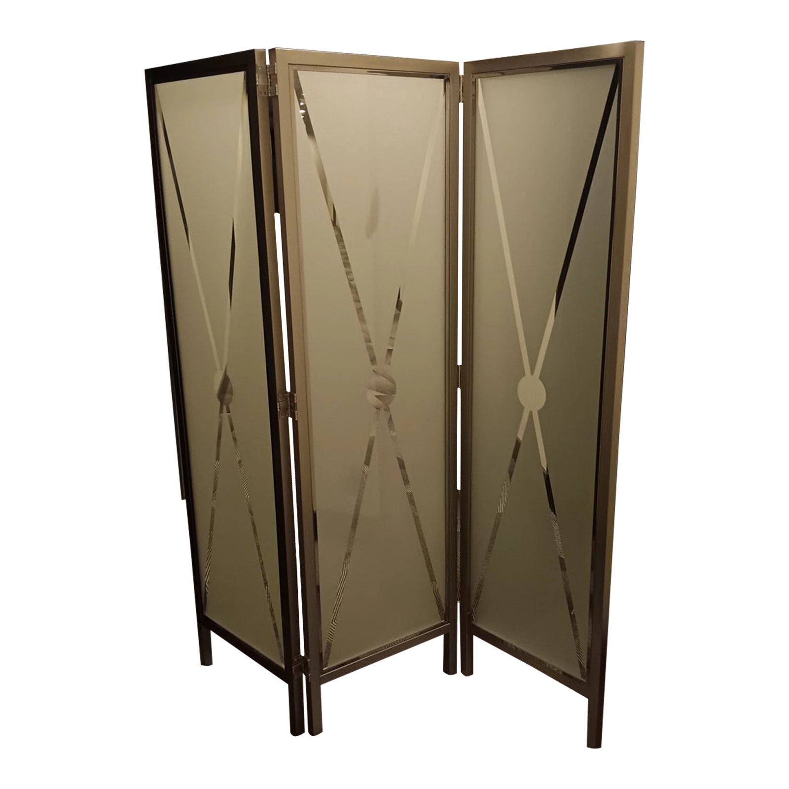 1990s Ethan Allen Radius Collection Etched Glass, Brushed & Polished ...