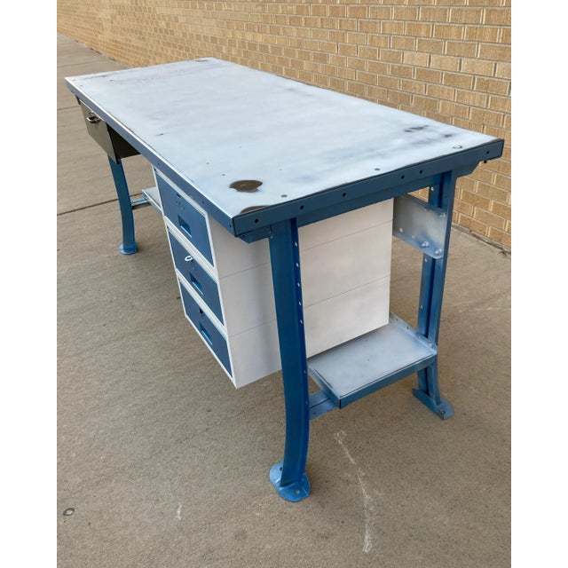 Industrial American Steel Work Table Desk From Lyon Metals Circa 1940s ...