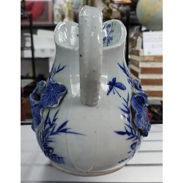 Mid 19th Century English Flow Blue Porcelain Pitcher With Applied ...