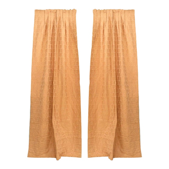 Pink Silk Brocade Drapes | Chairish