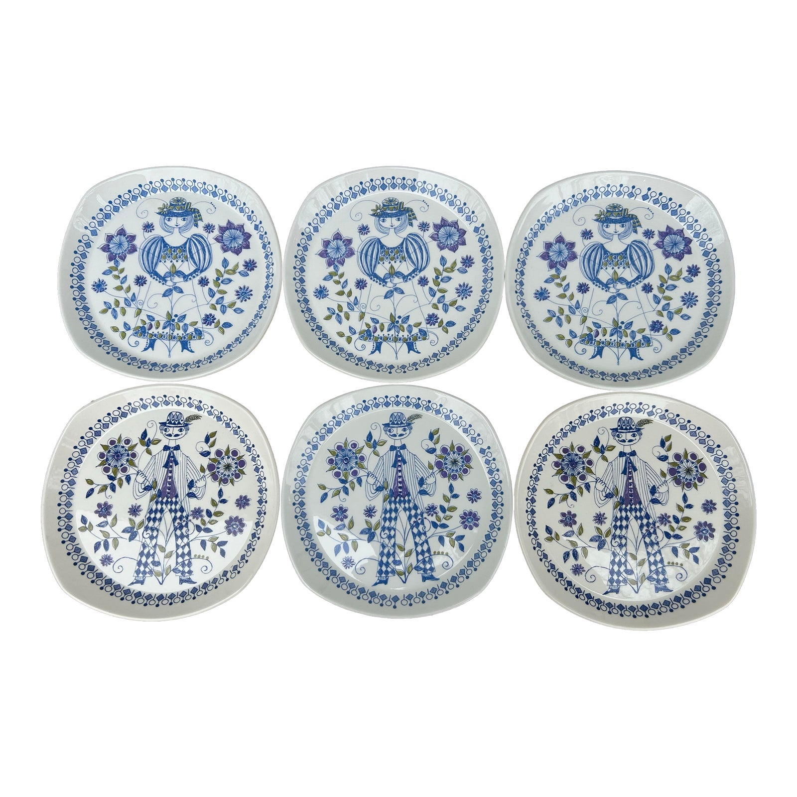 Mid 20th Century Figgjo Lotte Ceramic Salad Plates- Set of 6 | Chairish