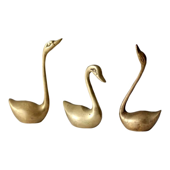 Mid Century Brass Swans Set of 3 | Chairish