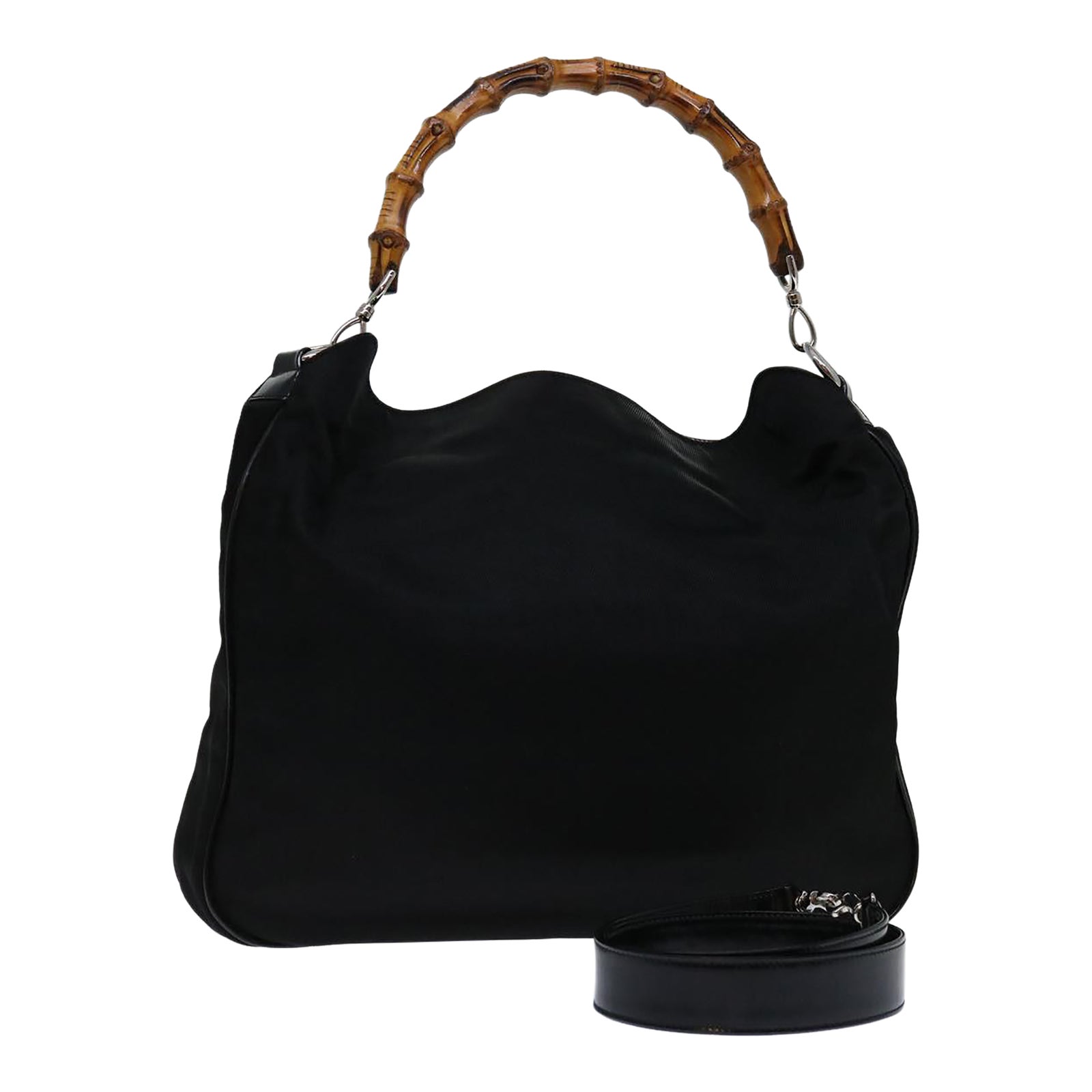 Gucci Bamboo Tote Bag Nylon 2Way Black 001 3754 1577 Auth Ep3781 | Chairish