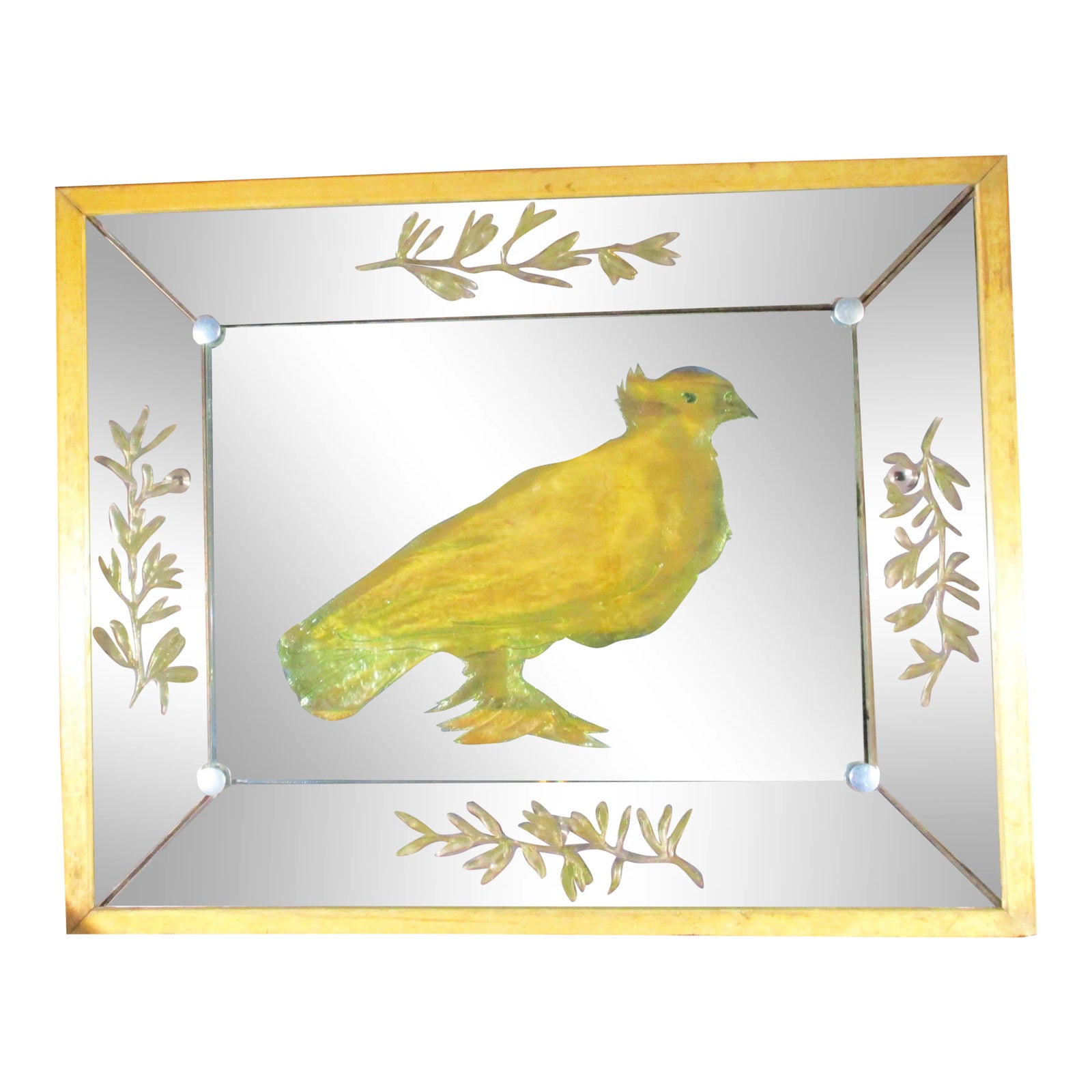 Vintage 1949 Picasso Dove of Peace Artwork in Rose Mirror | Chairish